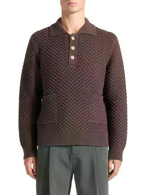 MANIÈRE DE VOIR Waffle-knit Polo Shirt