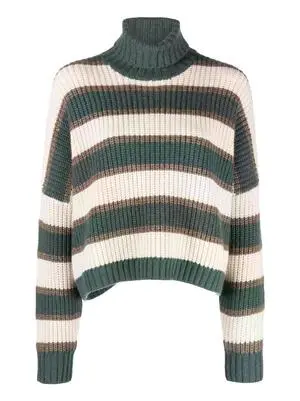 Brunello Cucinelli Striped Turtleneck Sweater - Neutrals