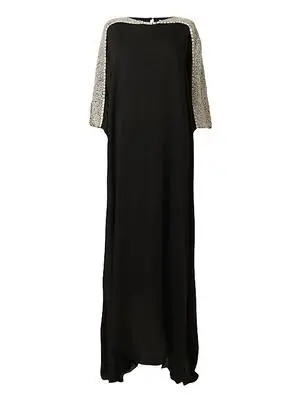 LEEM Jewelled-shoulder Woven Kaftan - Black