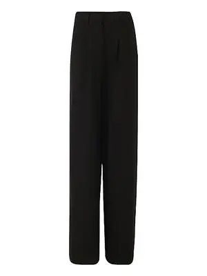LEEM Wide-leg Cropped Woven Trousers - Black