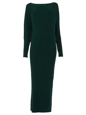 LEEM Boat-neck Ribbed-knit Midi Dress - Green