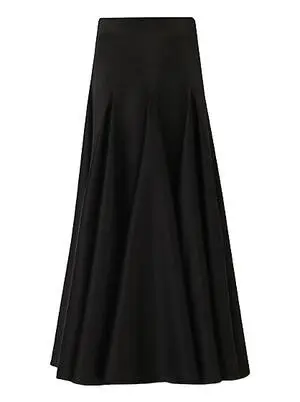 LEEM Woven Godet Midi Skirt - Black