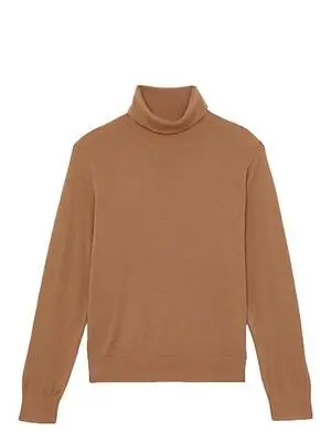 REISS Roll-neck Wool Jumper - Camel