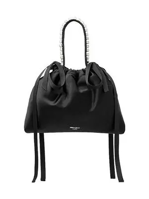 JIMMY CHOO Drawstring Mini Top Handle Shoulder Bag - Black/black/silver