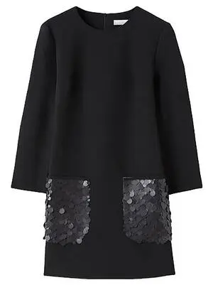JOSEPH Embellished-pocket Satin Mini Dress - Black