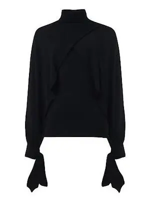 LEEM Knitted Jumper With Butterfly Sleeves - Black
