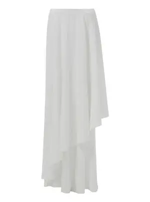 LEEM Asymmetric Skirt Wide-leg Knitted Trousers - White