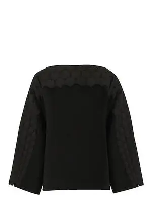LEEM Quilted Embroidered Wool-blend Top - Black