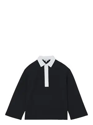 REISS Gaia Open-collar Stretch-cotton Top - Black White