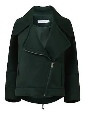 LEEM Wool-blend Biker Jacket - Green