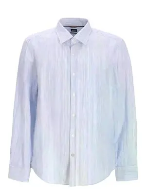BOSS Striped Linen Shirt - Blue