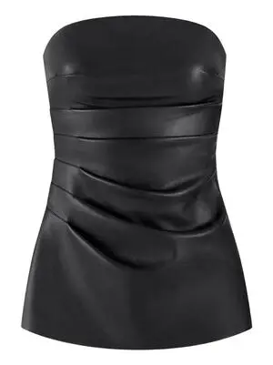 Manière De Voir Laurena Faux-leather Bandeau Top - Black