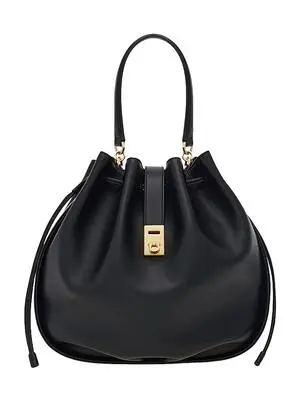 FERRAGAMO Hug Buckle Leather Bucket Bag - Nero