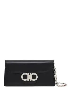 FERRAGAMO Double Gancini Mini Chain Bag - Nero
