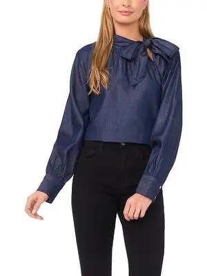 CECE DUPRAZ Raglan Sleeve Bow Shirt - Classic Navy