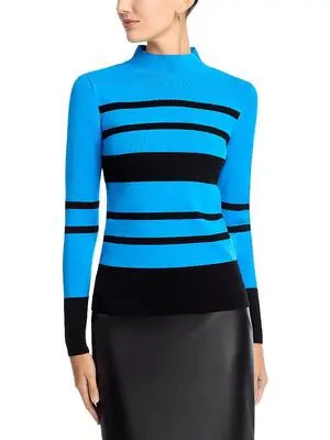 Elie Tahari The Clio Striped Sweater Cosmic Blue And Noir Stripes