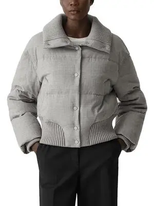 Theory Cozy Collar Puffer Coat New Light Heather