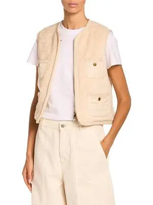 Moncler Braided Trim Teddy Down Vest - Cream