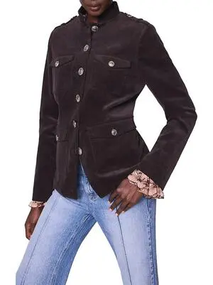 Mint Velvet Corduroy Military Jacket - Brown