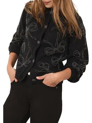 Mint Velvet Embellished Bow Cardigan - Black