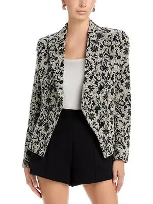 L'Agence Bethany Structured Blazer - Black/grey Flocked Tweed