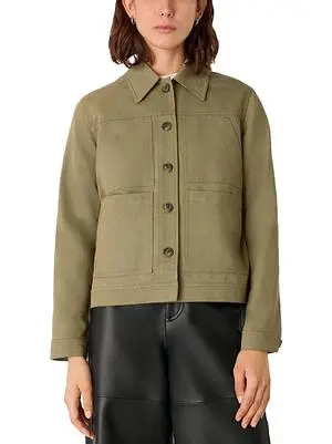 Whistles Mia Four Pocket Button Jacket - Khaki