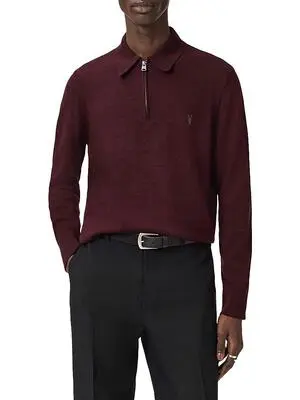ALLSAINTS Albany Quarter Zip Polo Sweater - Bronzed Red