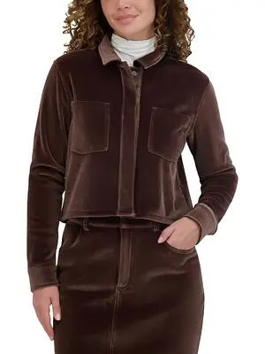 POINT Rib Knit Velour Jacket Chocolate