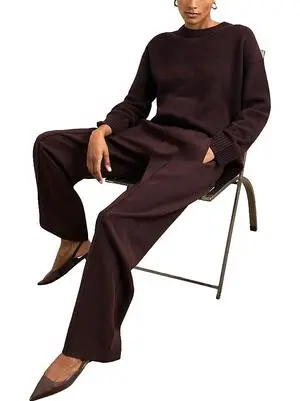 REISS Wide Leg Pants - Burgundy