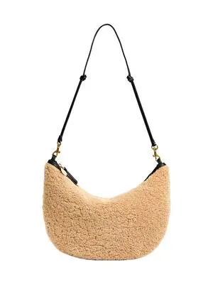 Clare V. Lune Small Shearling Shoulder Bag - Cafe Lait