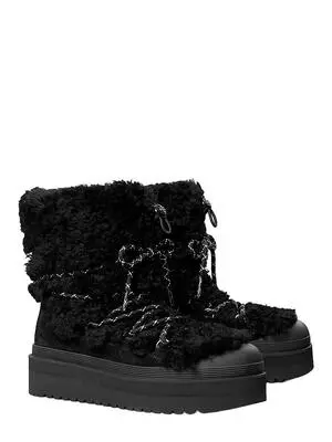 Tory Burch Mellow Shearling Embellished Ankle Boots - Perfect Black