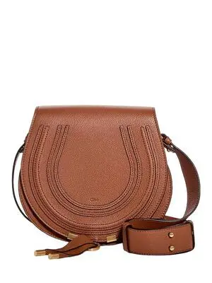 Chloé Marcie Leather Saddle Bag - Tan