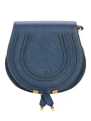Chloé Marcie Leather Saddle Bag Tapestry Blue