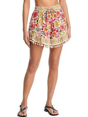 Farm Rio Banana Flowers Pom Pom Shorts - Off-white