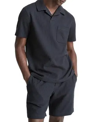 Vince Short Sleeve Seersucker Polo Shirt - Coastal