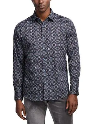 Robert Graham Bramston Printed Long Sleeve Button Front Shirt - Black