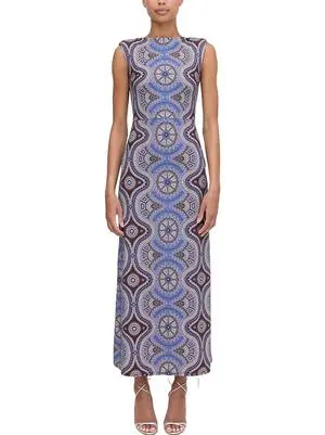Hill House Home The Sloane Dress - Brown Cobalt Medallion