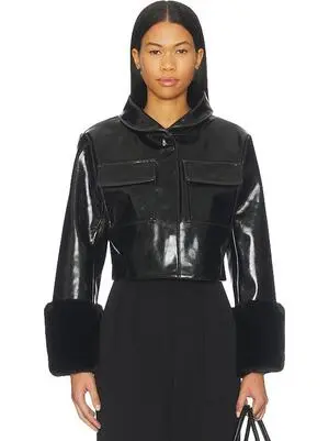 LAMARQUE Hedda Cropped Jacket With Faux Fur Trims - Black