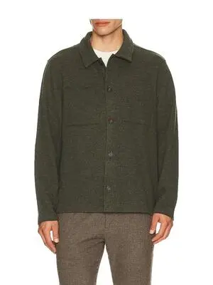 Marine Layer Boiled Wool Overshirt In . Also - Olive