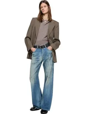 Acne Studios Regular Fit Wide Leg Jeans - Mid Blue