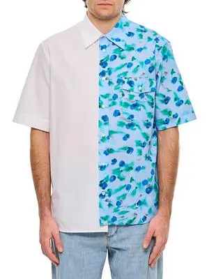 Marni Printed Short-sleeve Shirt - Sky Blue