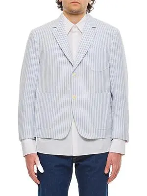 Thom Browne Cotton Seersucker Blazer - Sky Blue