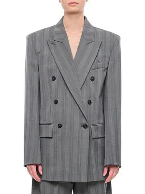 Sportmax Merlot Double-breasted Blazer - Grey