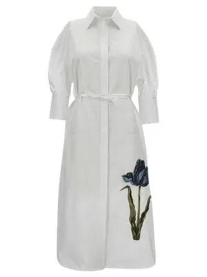 Erdem Poplin Shirt Midi Dress - White