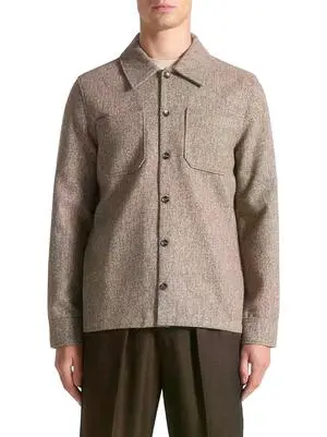 Manière De Voir Mélange-effect Overshirt Taupe Shirt - Brown