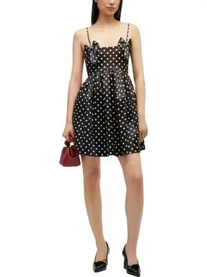 GANNI Polka-dot Mini Dress - Black