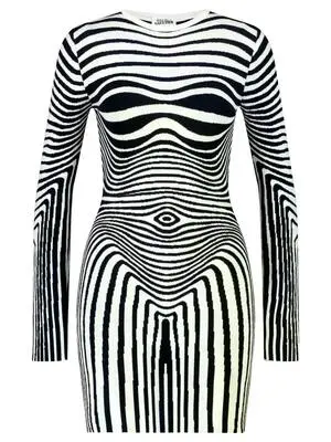 JEAN PAUL GAULTIER Striped Long-sleeve Dress - Neutrals