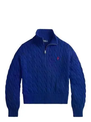 Polo Ralph Lauren Cable-knit Quarter-zip Sweater - Blue