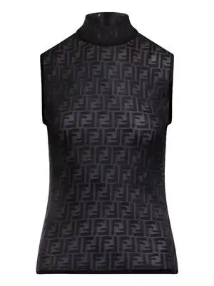 Fendi Patterned High-neck Top - Black