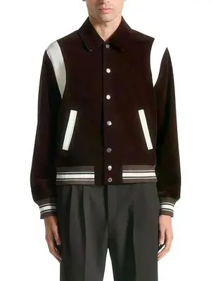 Manière De Voir Velvet & Satin Varsity Jacket - Brown
